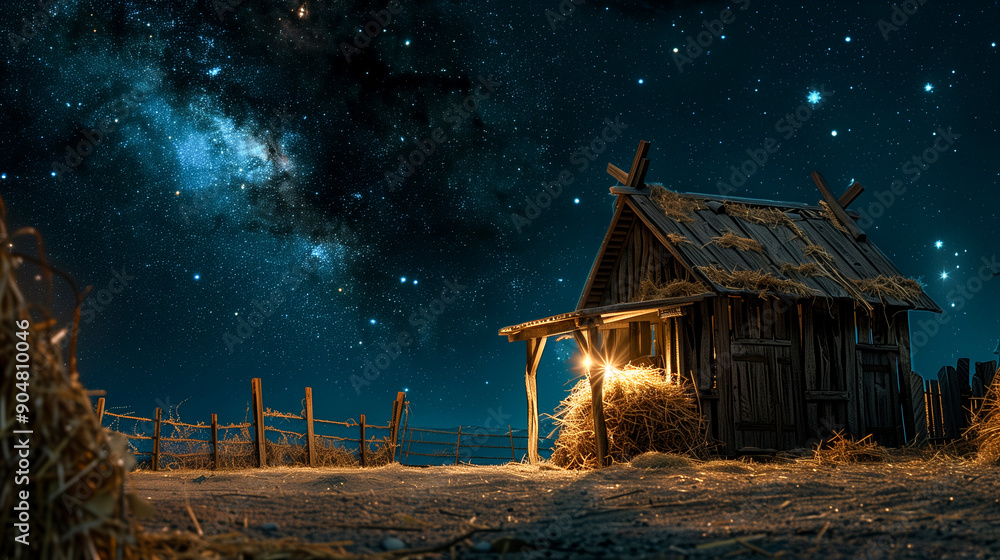 Nativity Of Jesus - Scene With The Holy Family With Comet At Sunrise ...