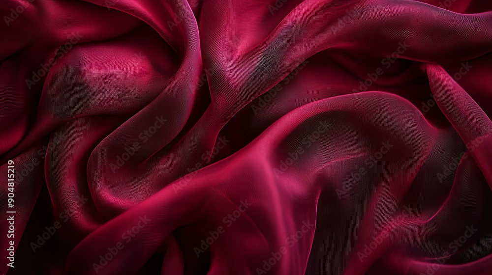 Deep red fabric with a soft and flowing texture, like a luxurious ...