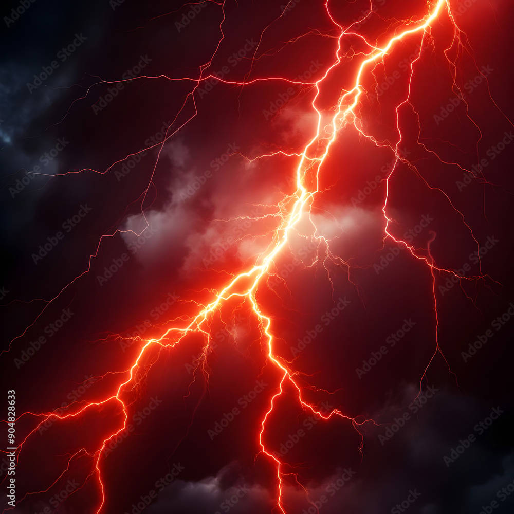 Abstract realistic nature lightning thunder background . Bright curved ...