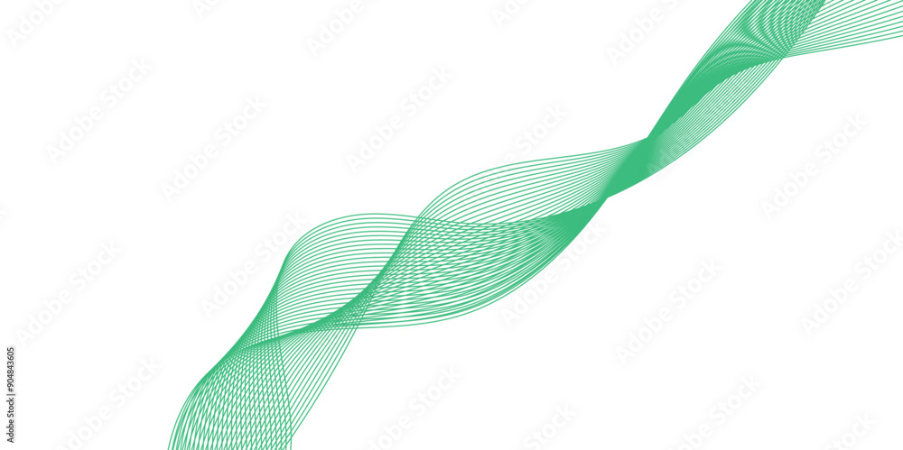 Abstract wavy green stream element for design on transparent background ...