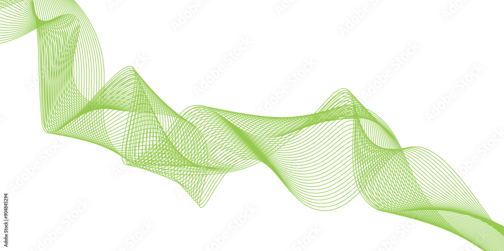 Abstract wavy green stream element for design on transparent background ...