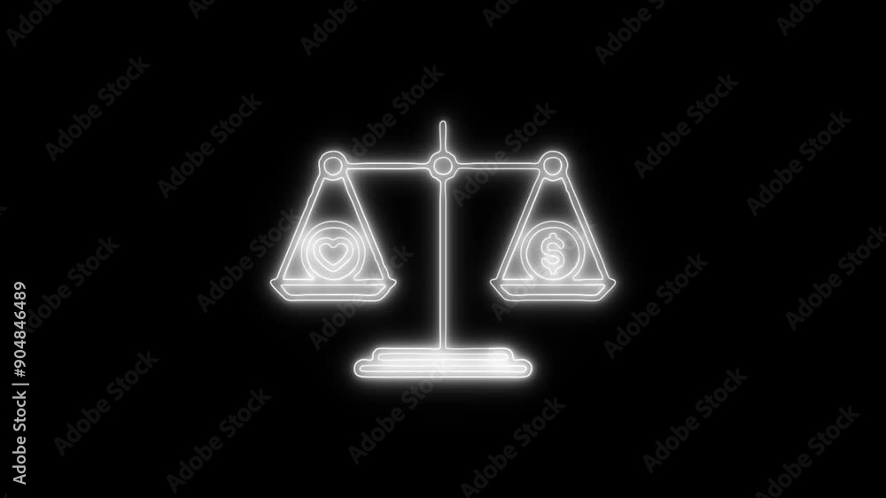 Balance Scale Neon Icon 4K Animated Linear Symbol Icon Video Background ...
