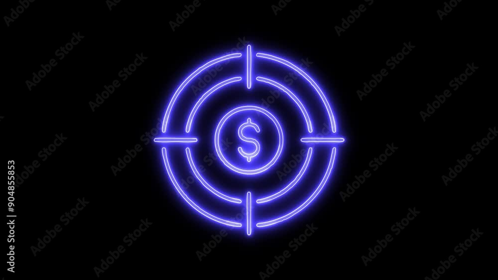 Financial Target Neon Icon 4K Animated Linear Symbol Icon Video ...