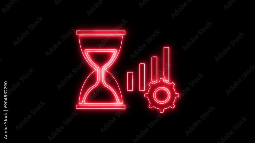 Time Management Neon Icon 4K Animated Linear Symbol Icon Video ...