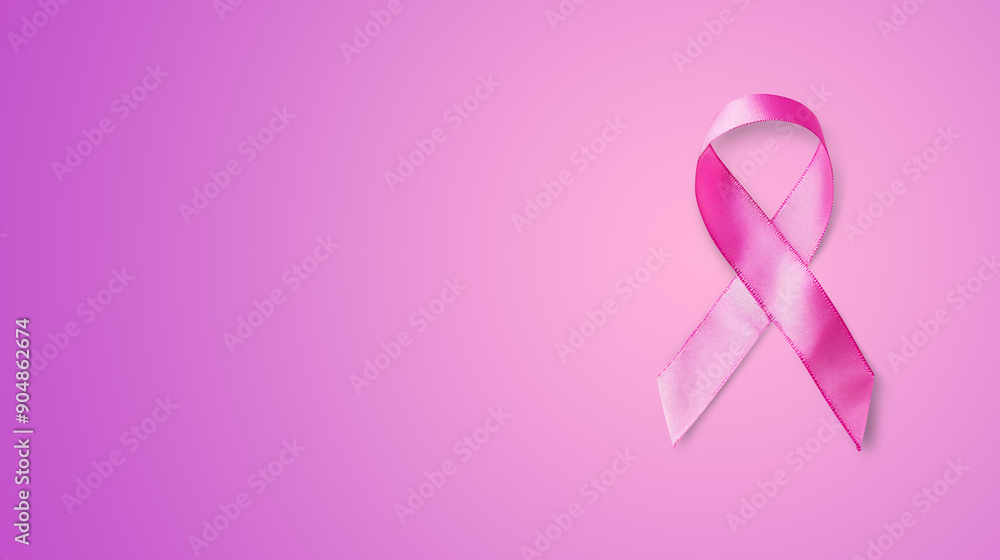 Ruban rose symbole de la lutte contre le cancer du sein - fond rose ...