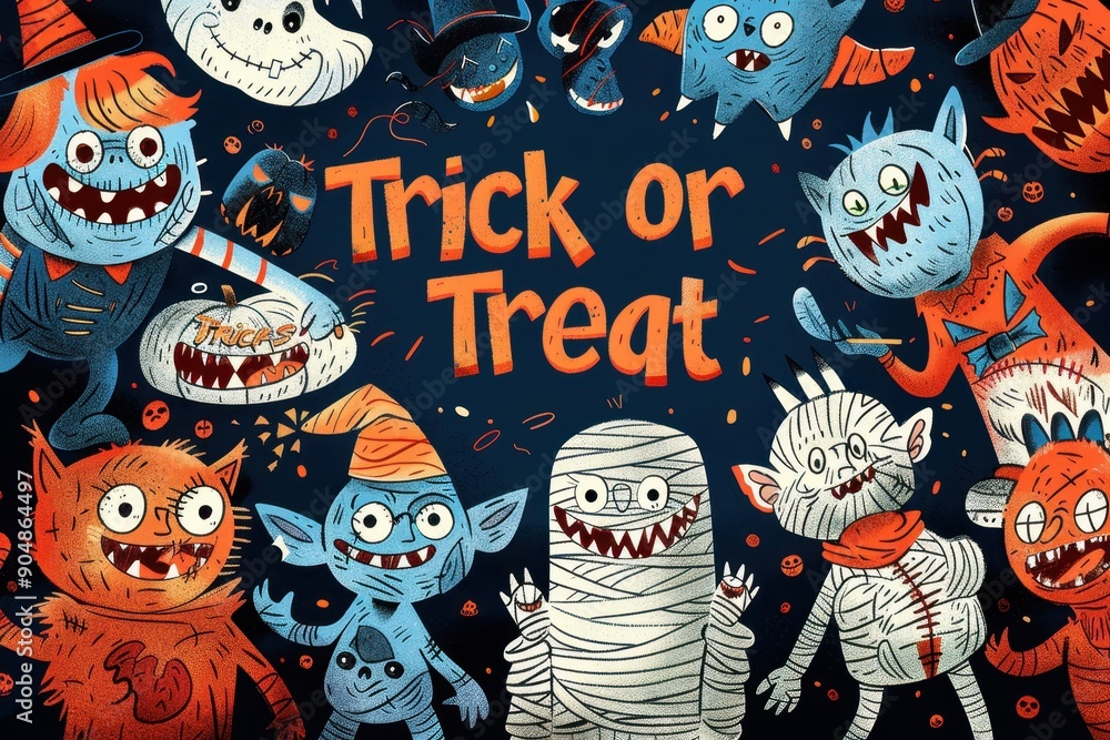 Monster Mash Collage: A mix of friendly monsters, including mummies ...