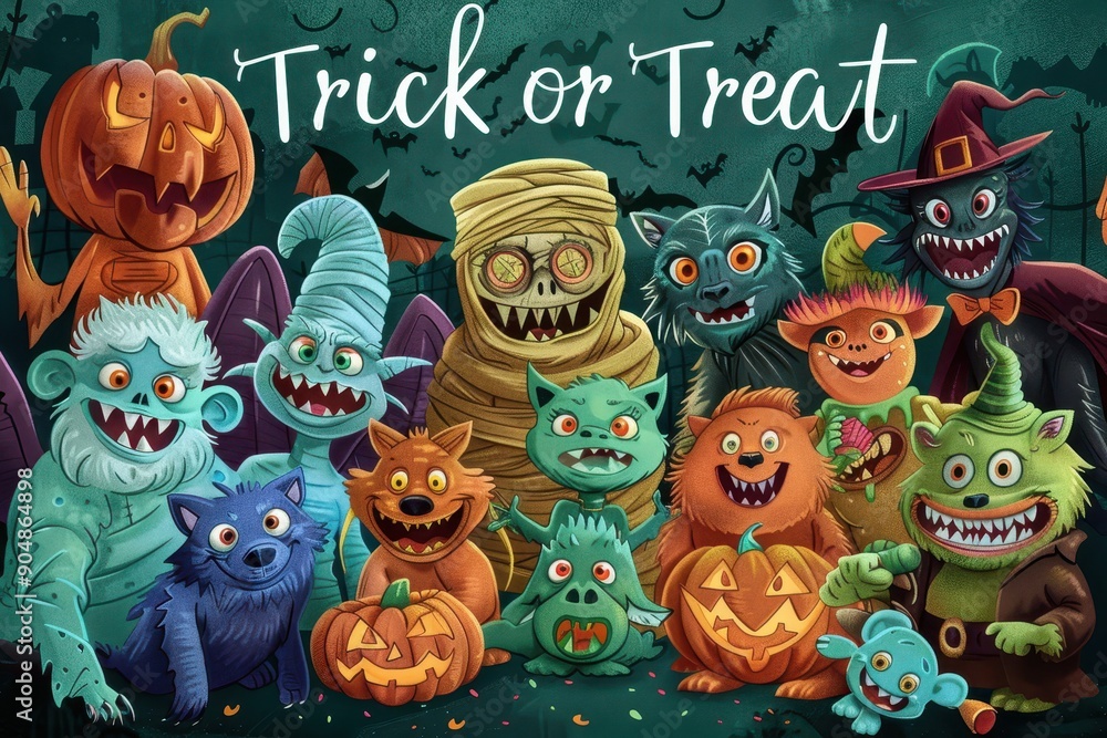 Monster Mash Collage: A mix of friendly monsters, including mummies ...