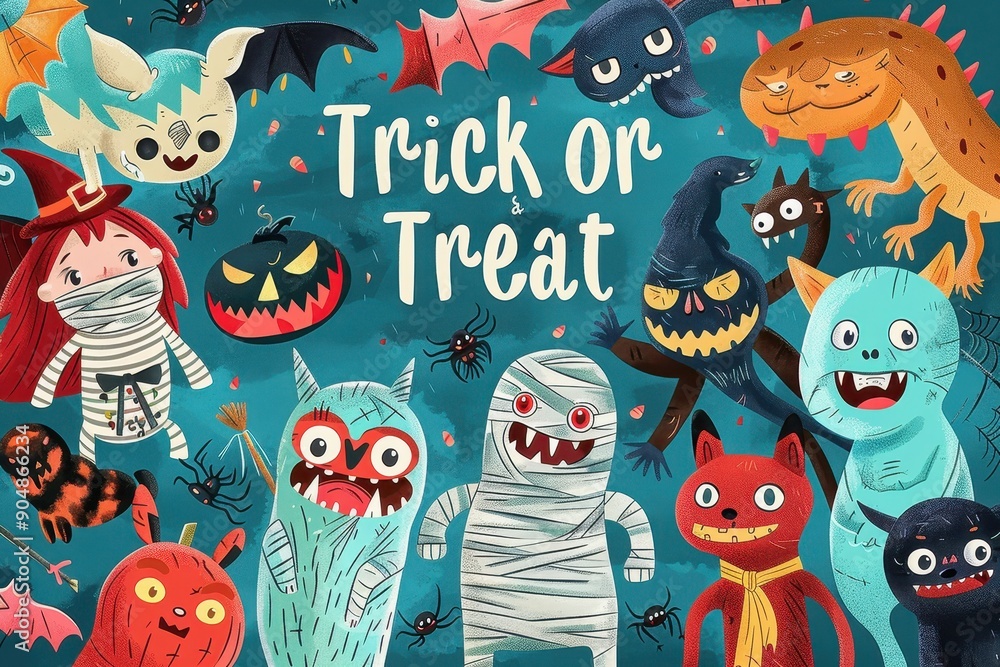 Monster Mash Collage: A mix of friendly monsters, including mummies ...