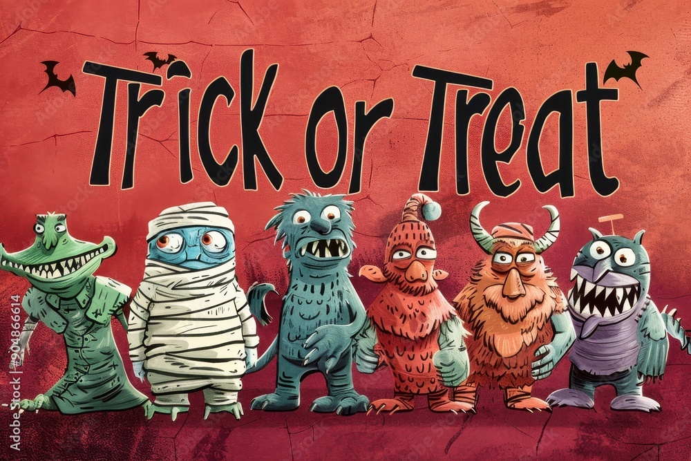 Monster Mash Collage: A mix of friendly monsters, including mummies ...