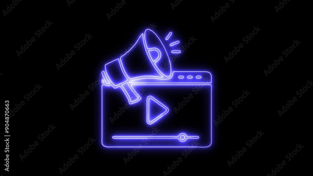 Video Marketing Neon Icon 4K Animated Linear Symbol Icon Video ...