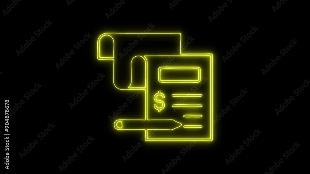 Financial Statement Neon Icon 4K Animated Linear Symbol Icon Video ...