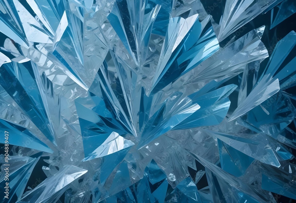 A blue crunchy texture background that resembles shattered ice glass or ...