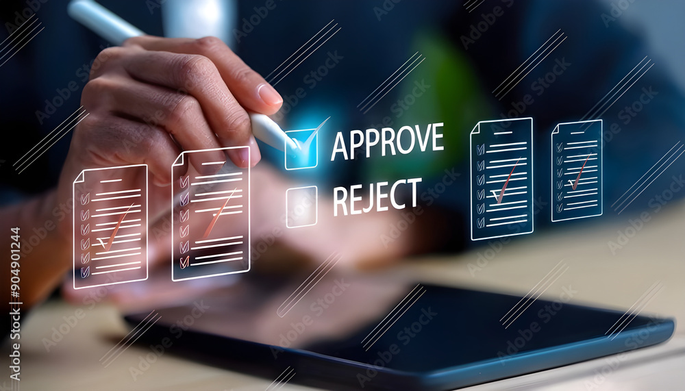 ภาพประกอบสต็อก Document approval, checklist, certification, quality ...