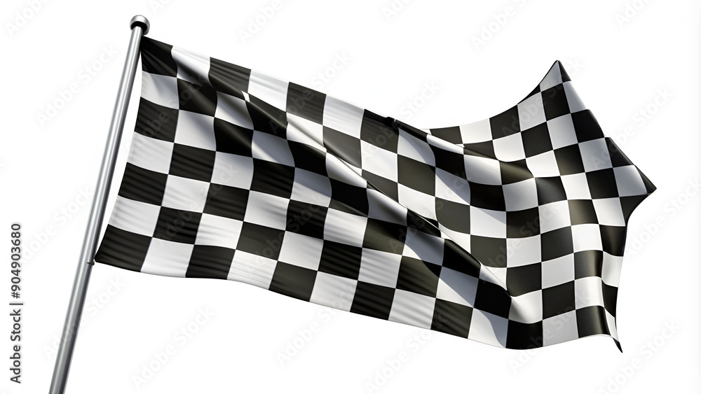 Waving black and white checkered flag symbolizing victory and ...