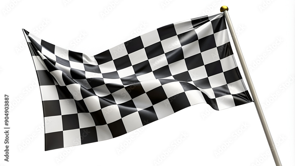 Waving black and white checkered flag symbolizing victory and ...