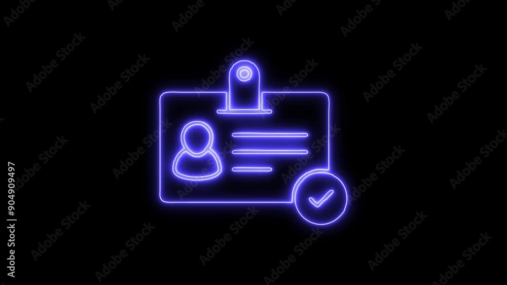 Verification Neon Icon 4K Animated Linear Symbol Icon Video Background ...