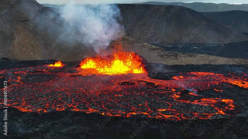 The eruption of Fagradalsfjall volcano in Iceland showcases a dramatic ...
