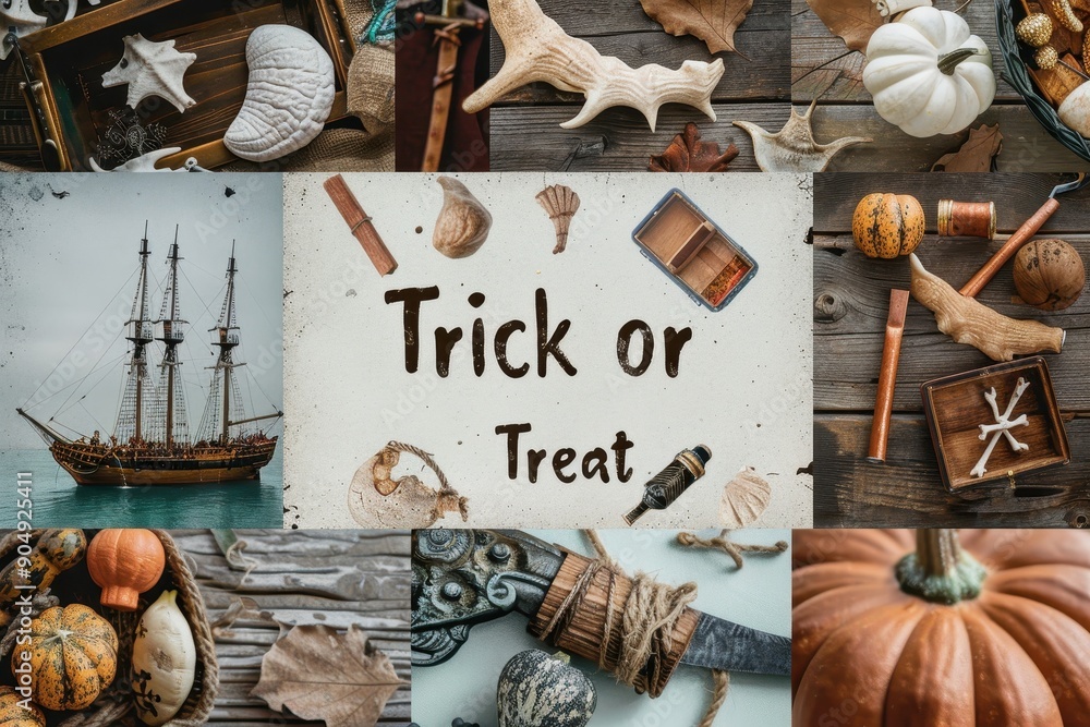 Pirate Adventure Collage: Pictures of pirate ships, treasure chests ...