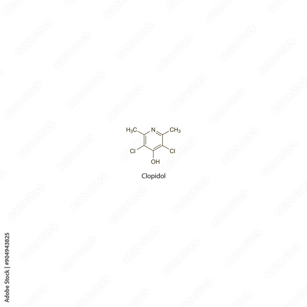 Clopidol flat skeletal molecular structure Antiprotozoal drug used in ...
