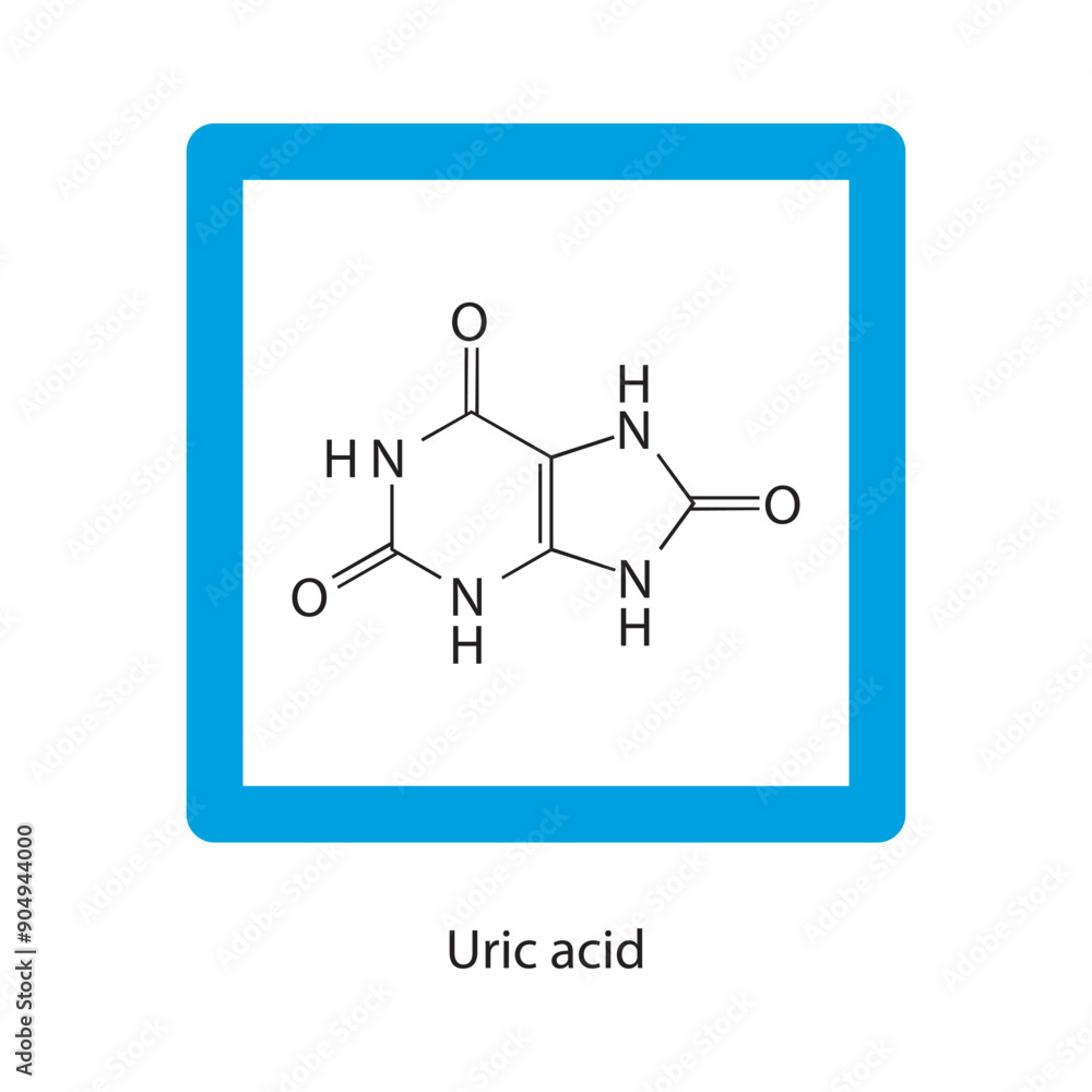 Uric acid skeletal structure schematic illustration, nucleobase ...