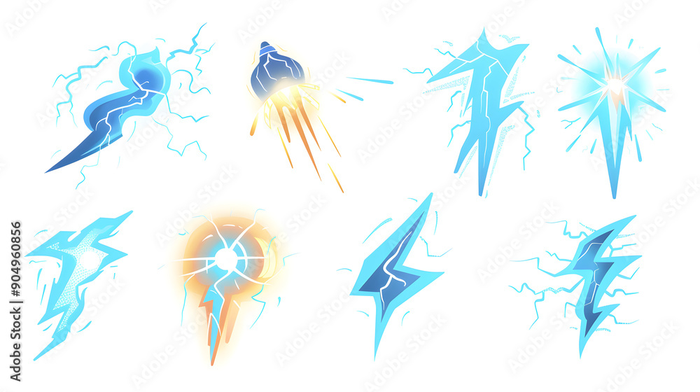 cartoon lightning animation. animated frames of electric strike, magic ...