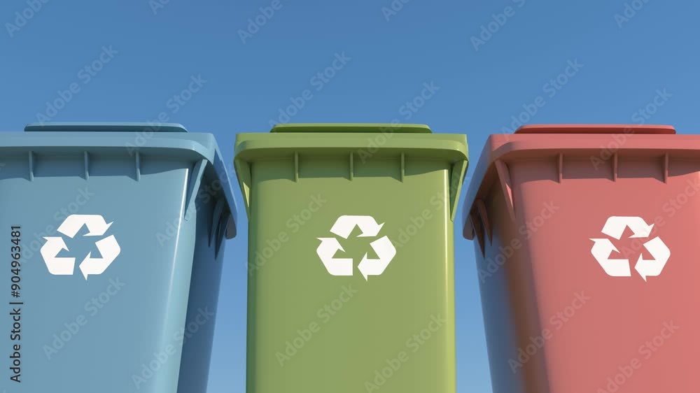 Garbage Recycling Bins Background. Colored Plastic Boxes for Sorting ...