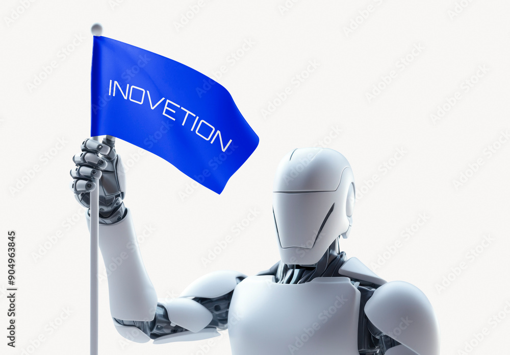 Robot Flag Mockup With Generative AI Stock Template | Adobe Stock