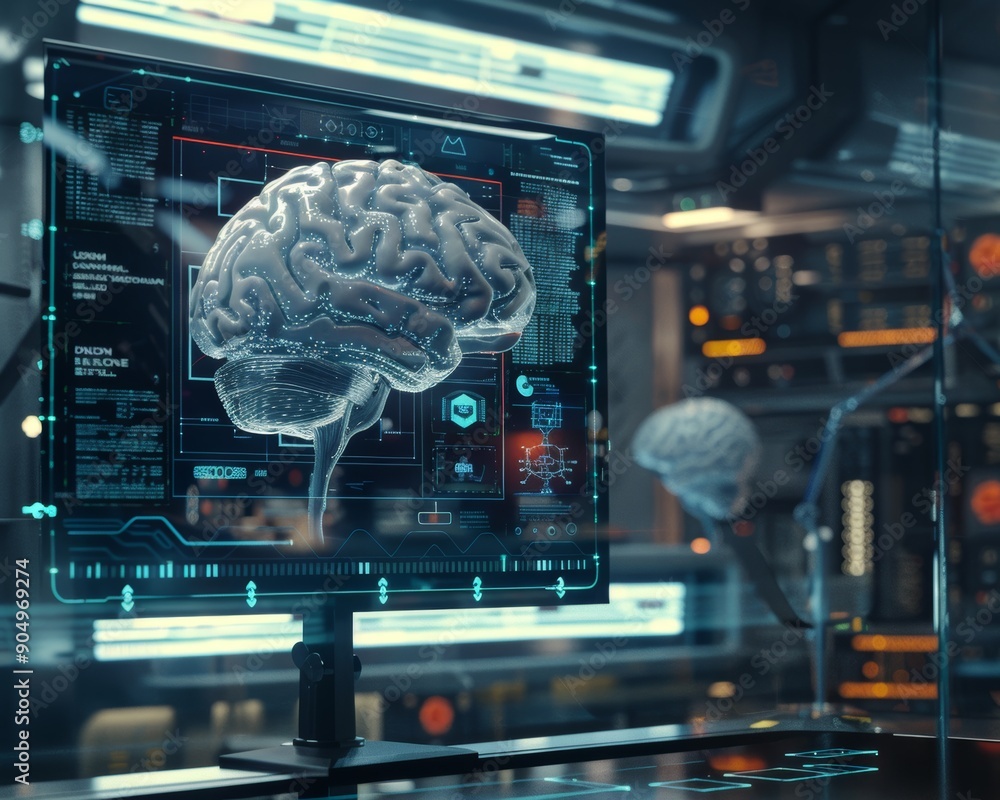 Futuristic brain concept ux and ui design separated in photography for ...