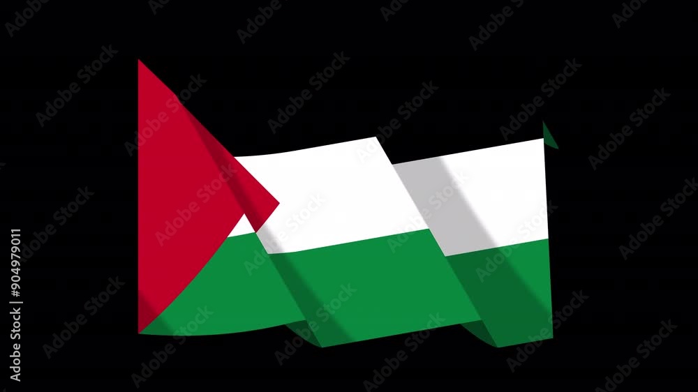 Looping animation of the Palestine flag with alpha channel, waving flag ...