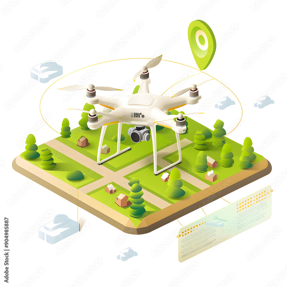 drone gps positioning system, aerial view land plot. site survey for ...