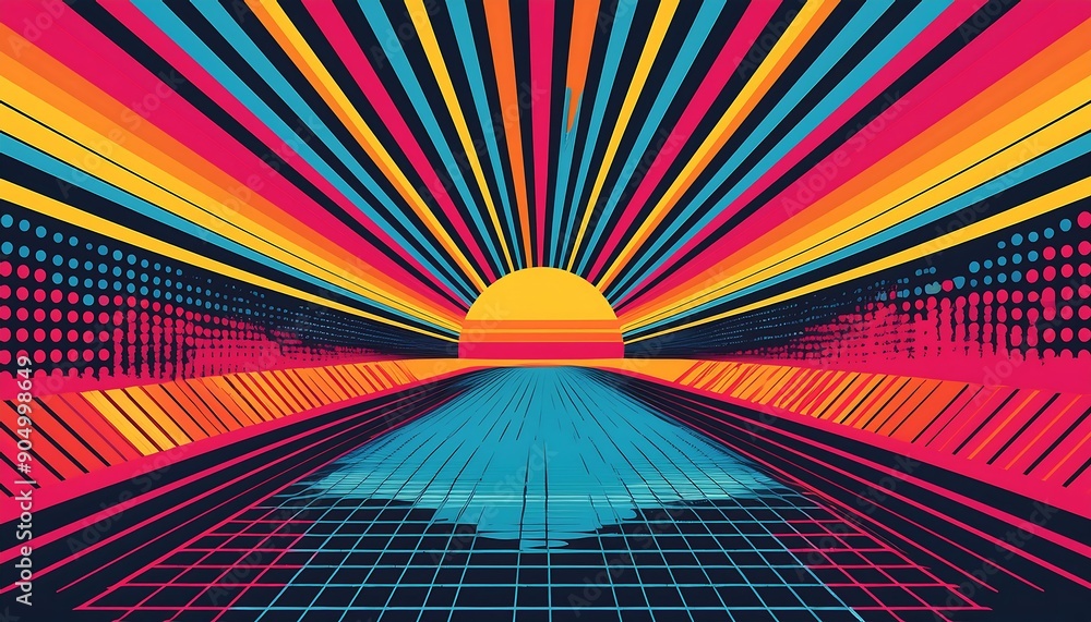 vibrant and eye-catching retro pop background vector that features bold ...