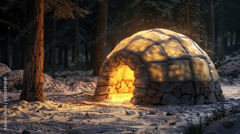 Realistic photo of igloo, a snow house or a type shelter which is built ...