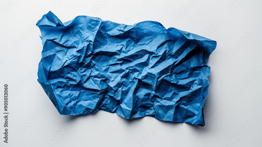 Blue Crumpled Paper Texture: A close-up of a crumpled blue paper sheet ...