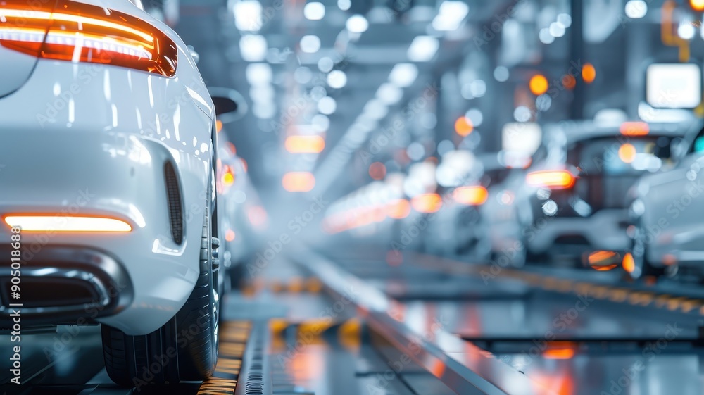 Futuristic vision of a fully automated car factory with robots ...