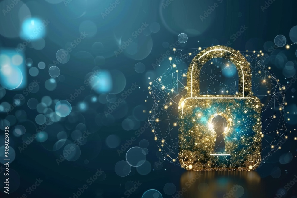 Glowing padlock submerged underwater, depicting deep-sea data security ... Glowing padlock submerged underwater, depicting deep-sea data security ...