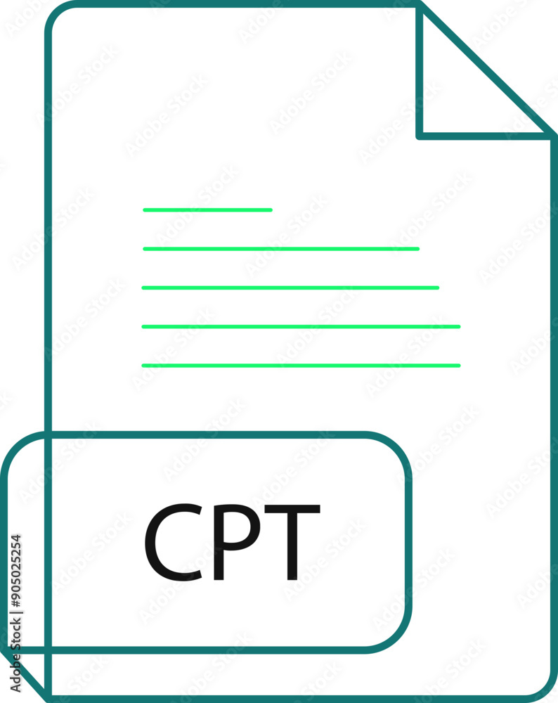 CPT File extension icobn crisp corners thick outline Stock Vector ...