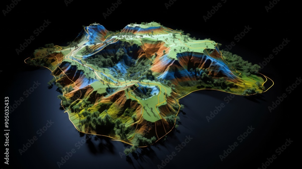 DEM digital elevation model. GIS lidar product made after proccesing ...