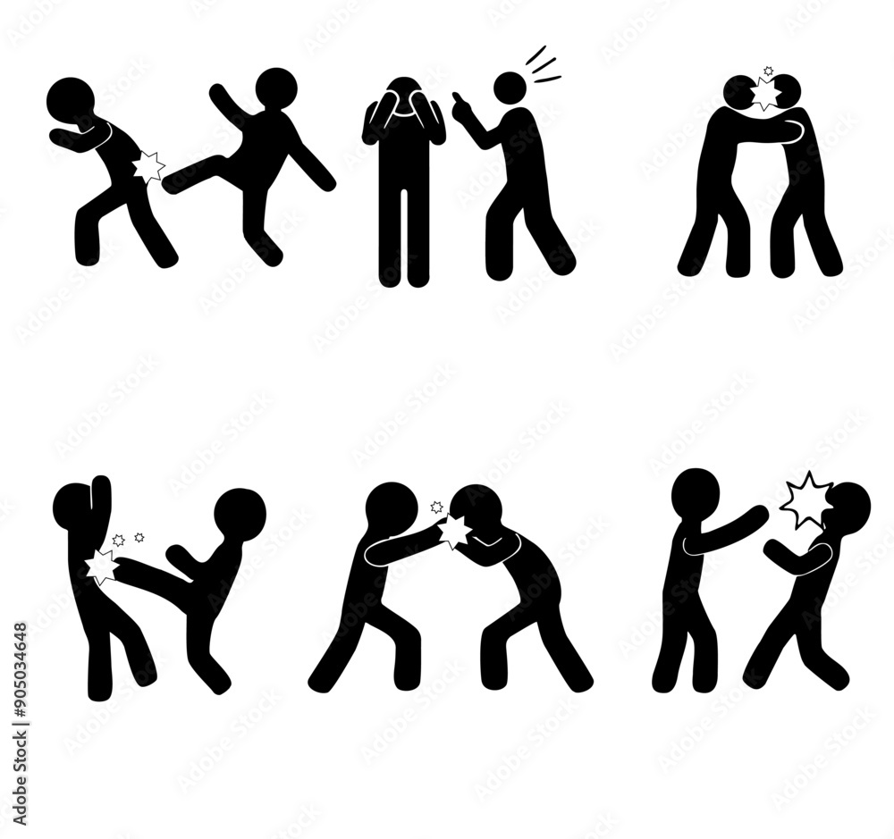 male and female symbols, black on white background, symbol of stop ...