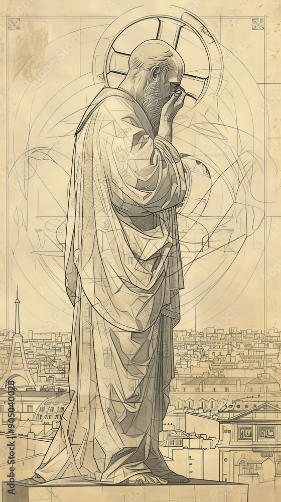 St. Denis of Paris Holding His Head in Ancient Paris, Biblical ...