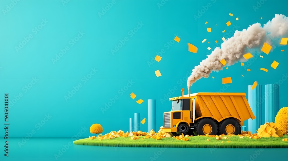 Environmental Concerns: Landfill Emitting Methane Gas Flat Design ...