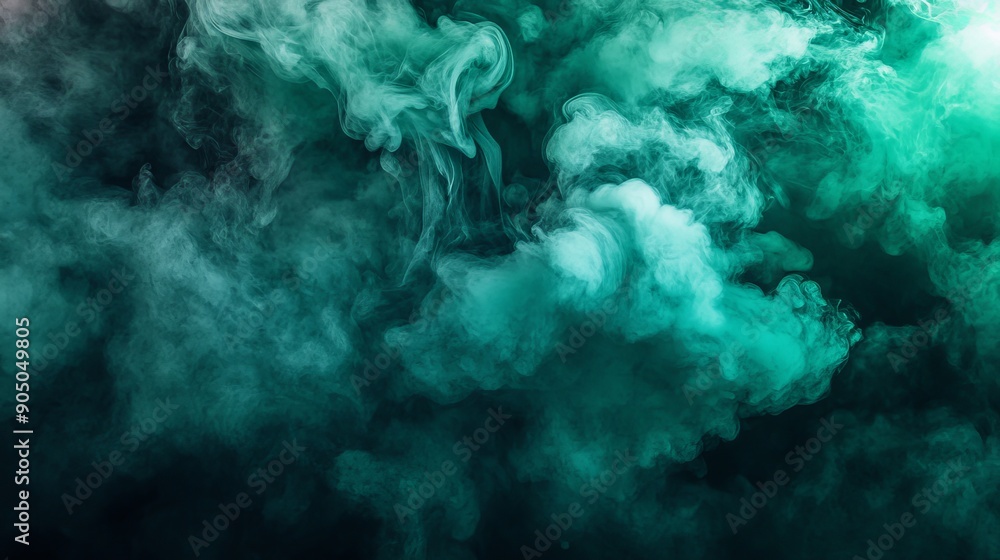 Green gas clouds on transparent background. This illustration features ...