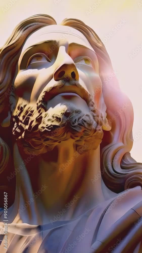 jesus christ face portrait marble sculpture animation -- 4k 9x16 ...