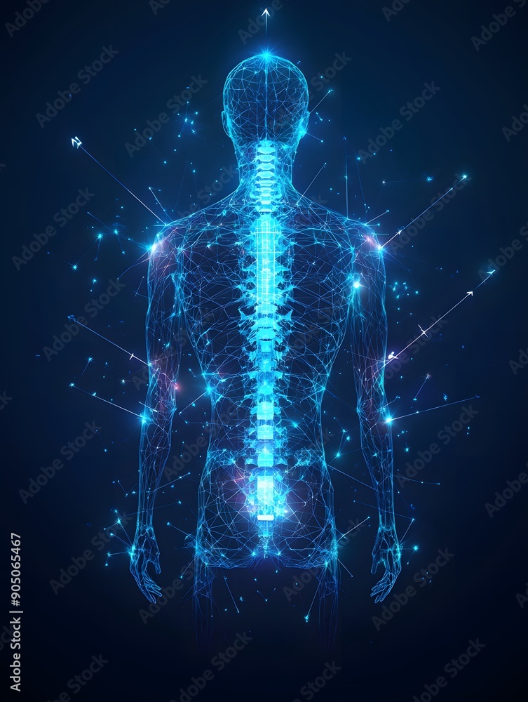 Spine joint bone human organ anatomy in form style polygon low poly ...