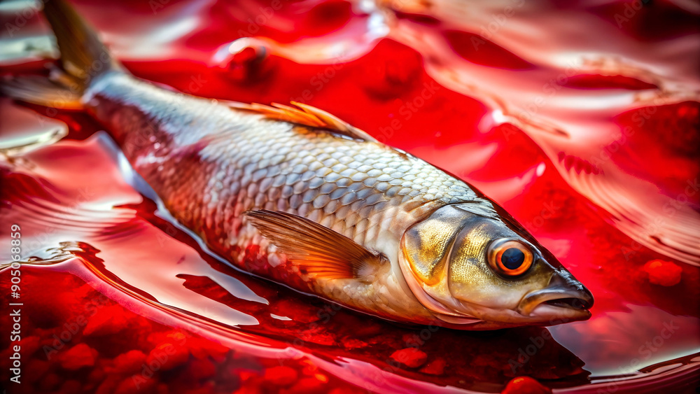 Dead fish in red bloody waters seven plagues of Revelation book death ...