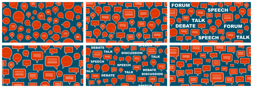 Speech bubbles seamless vector background set, endless pattern with ...