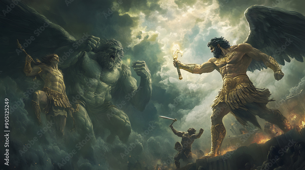 Greek mythology, wars between the Titans, the older gods, and the ...