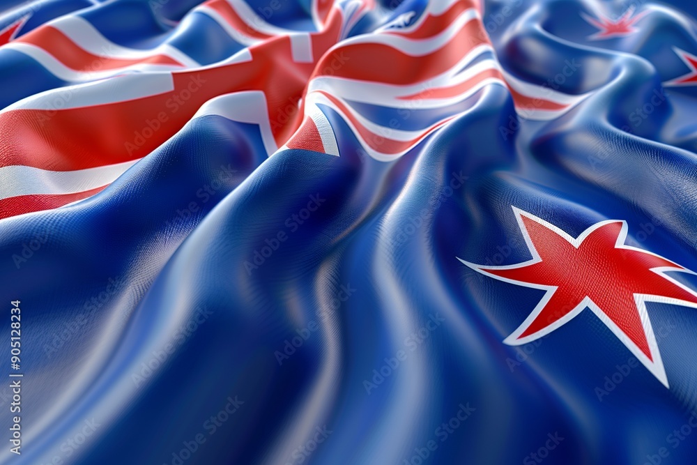 This illustration of the New Zealand flag showcases depth and realism ...