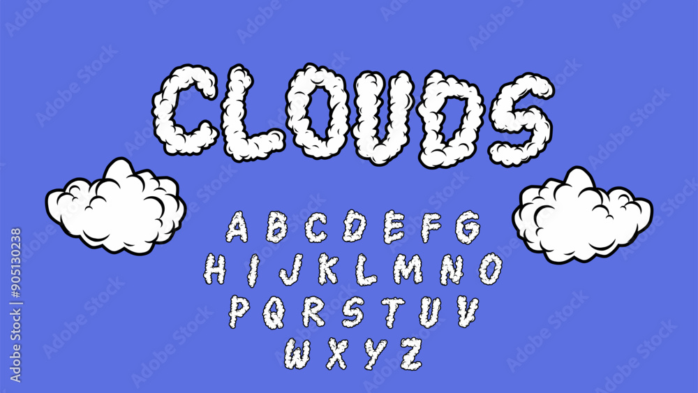 Poster alphabet cloud shape comic style – Muurposter | Europosters