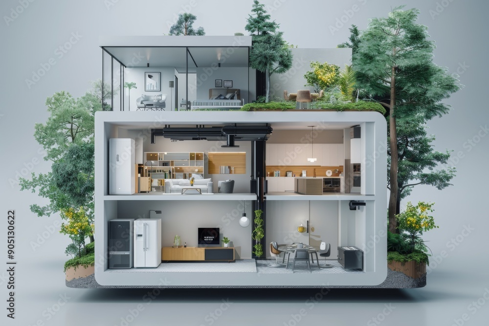 Cross-section of a modern house visually dissecting the layers and ...