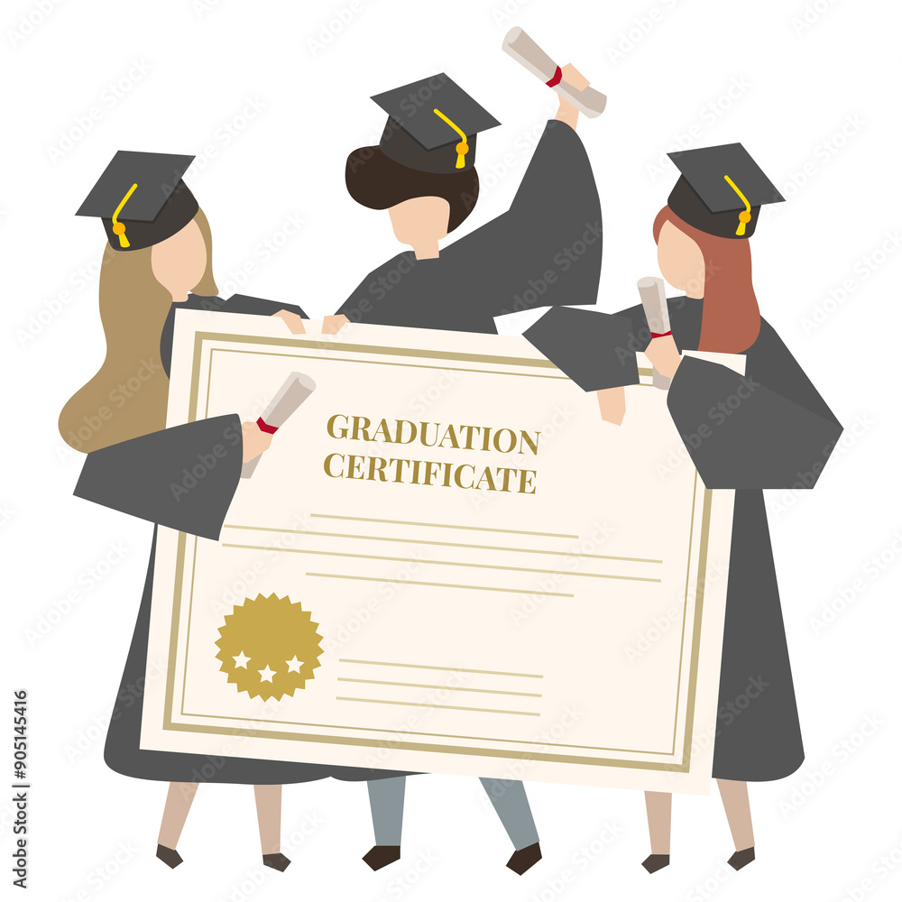 Students graduation illustration png, cartoon characters on transparent ...